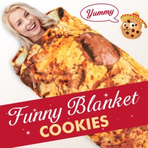 Jorbest Cookies Blanket for Adults and Kids, Double Sided Funny Food Throw Blanket for Everyone, Novelty Gifts for Teens, 285 GSM Soft Flannel Taco Blanket, 71 inches