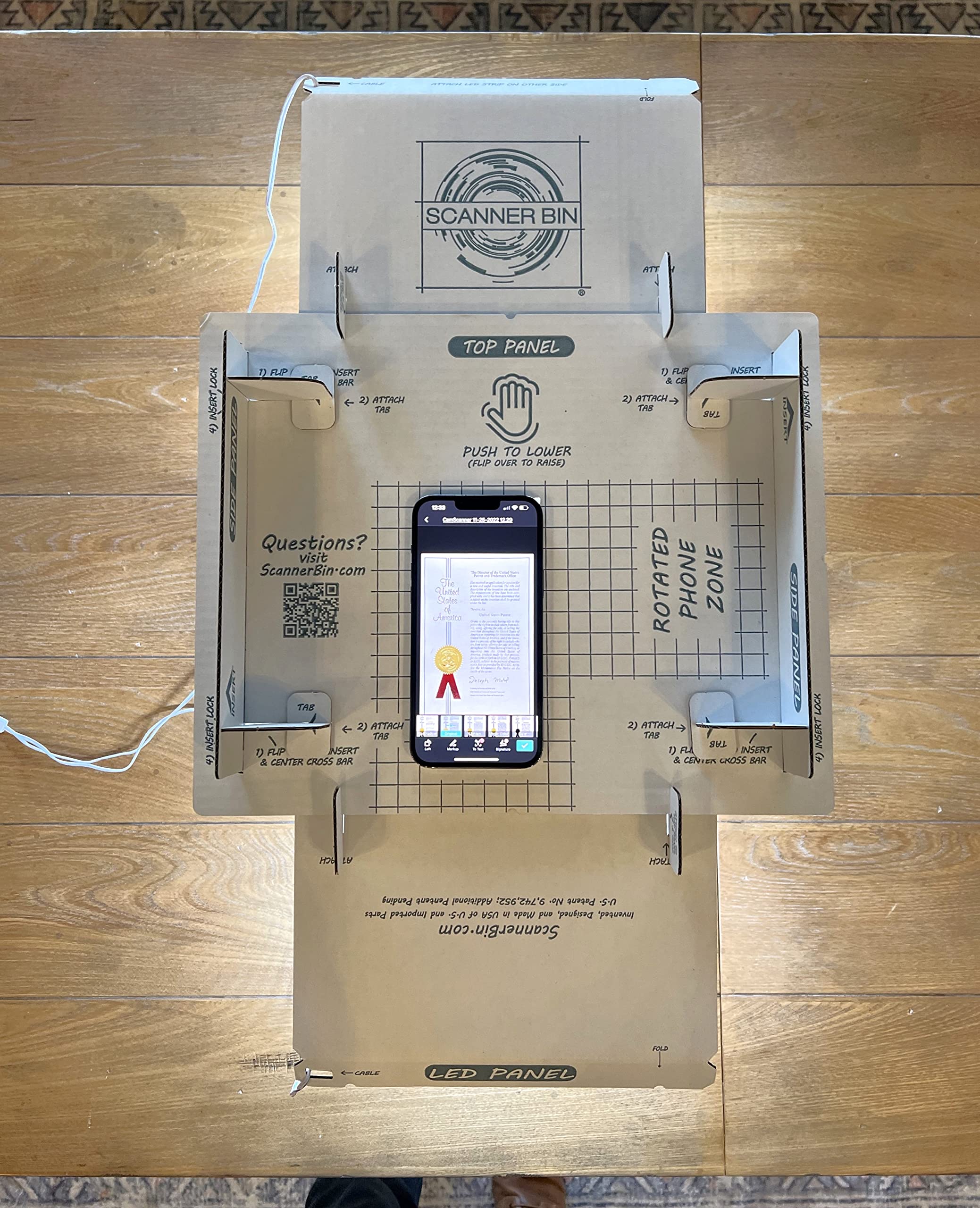 Scanner Bin Pro - Phone Scanner Stand for Photo and Document scanning (Also Used as a Document Camera, Invented & Produced in The USA)