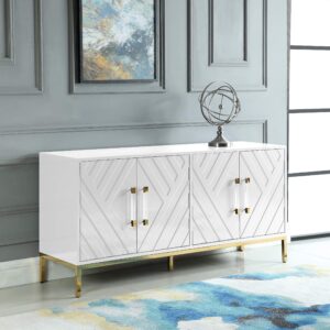 Best Master Furniture Tamari High Gloss Lacquer Sideboard/Buffet, White