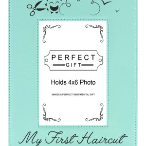 Baby's 1st Haircut For Baby My First Haircut 4x6 Leatherette Photo Frame Teal