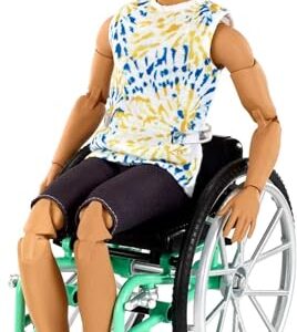 Barbie Ken Fashionistas Doll #167 with Wheelchair and Ramp Wearing Tie-Dye Shirt, Black Shorts and Accessories (Amazon Exclusive)