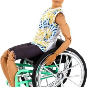 Barbie Ken Fashionistas Doll #167 with Wheelchair and Ramp Wearing Tie-Dye Shirt, Black Shorts and Accessories (Amazon Exclusive)