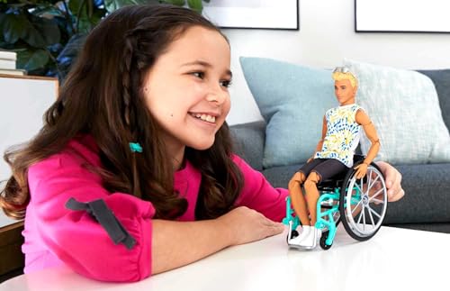 Barbie Ken Fashionistas Doll #167 with Wheelchair and Ramp Wearing Tie-Dye Shirt, Black Shorts and Accessories (Amazon Exclusive)