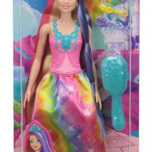 Barbie Dreamtopia Royal Doll with Extra-Long Two-Tone Fantasy Hair, Hairbrush, Headband & Styling Accessories