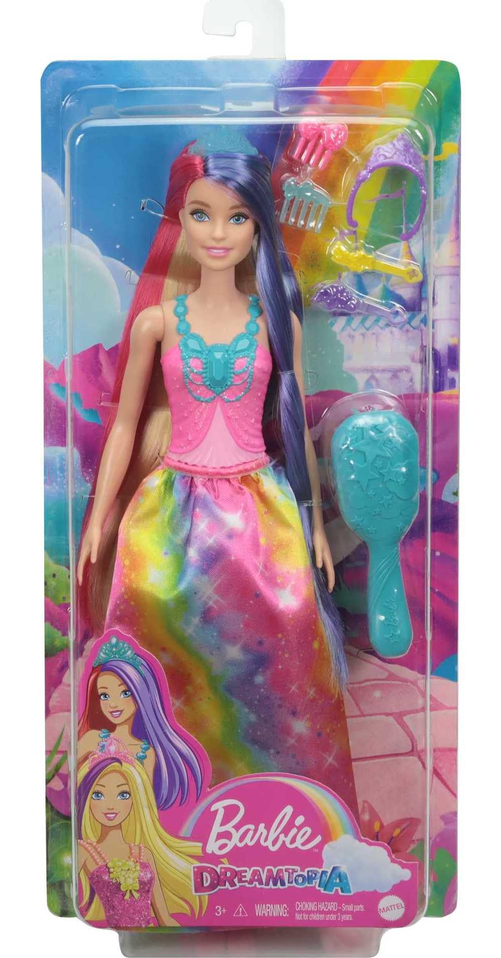 Barbie Dreamtopia Royal Doll with Extra-Long Two-Tone Fantasy Hair, Hairbrush, Headband & Styling Accessories