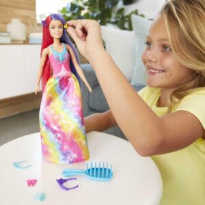 Barbie Dreamtopia Royal Doll with Extra-Long Two-Tone Fantasy Hair, Hairbrush, Headband & Styling Accessories