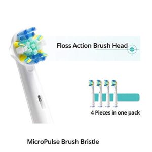 Replacement Brush Heads Compatible with Oral-B-Braun– Floss Action - Pack of 4 Generic Electric Toothbrush Replacement Heads