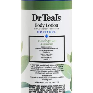 Dr Teal's Body Lotion - Moisture Plus - Rejuvenating Eucalyptus & Spearmint Essential Oils, 18 Fl Oz 2-Pack (36 Fl Oz)