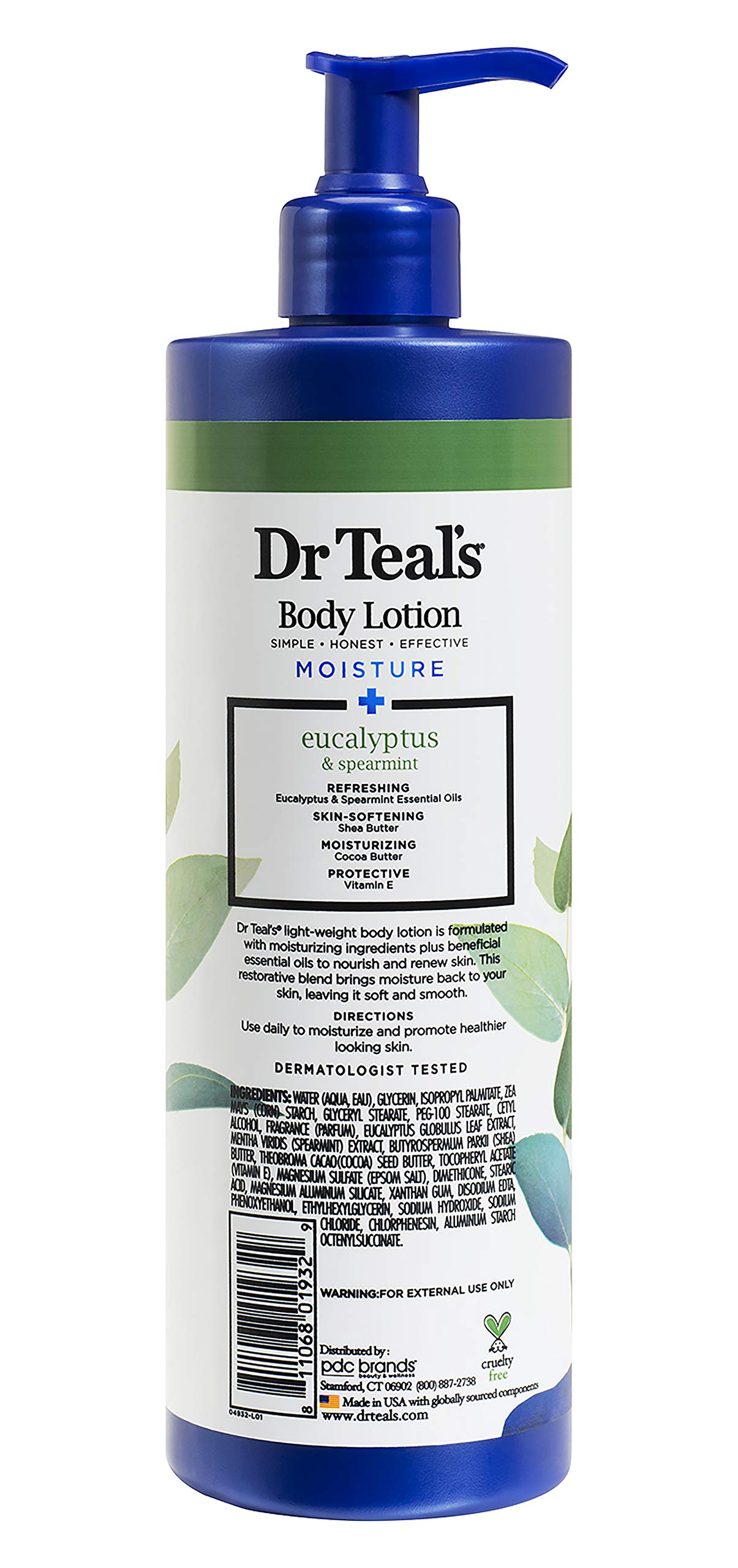 Dr Teal's Body Lotion - Moisture Plus - Rejuvenating Eucalyptus & Spearmint Essential Oils, 18 Fl Oz 2-Pack (36 Fl Oz)