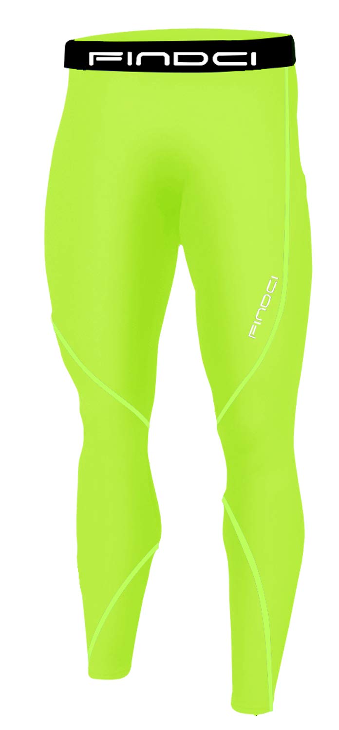 1Bests Men's Sports Running Set Compression Shirt + Pants Skin-Tight Long Sleeves Quick Dry Fitness Tracksuit Gym Yoga Suits (New Green, L)