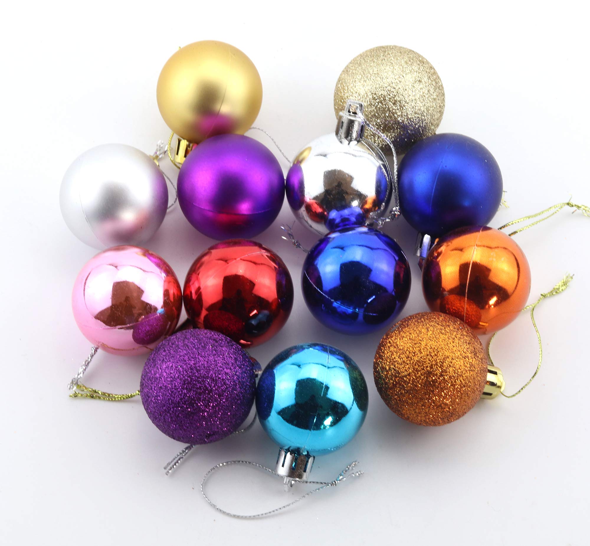 Bestjybt 24pcs 1.18" Small Christmas Ball Ornaments Shatterproof Christmas Decorations Tree Balls for Holiday Wedding Party Decoration, Tree Ornaments Hooks Included (Gold, 3cm/1.18")