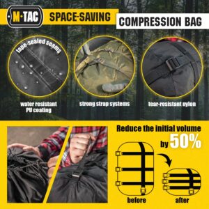 M-Tac Compression Stuff Sack for Sleeping Bag Military Water Resistant Compression Bag Lightweight Nylon Compression Sack for Travel, Camping, Hiking, Outdoor (Olive, L - 24 liters)