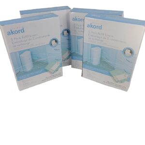 akord 8-pack liner refills for janibell 330 model adult diaper system (2 packs in 4 boxes) a single liner pack will last for over 1000 adult briefs using the akord continuous liner system of disposal.