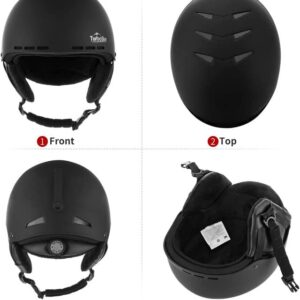 TurboSke Ski Helmet, Snowboarding Helmet for Men, Women and Youth (S, Black)