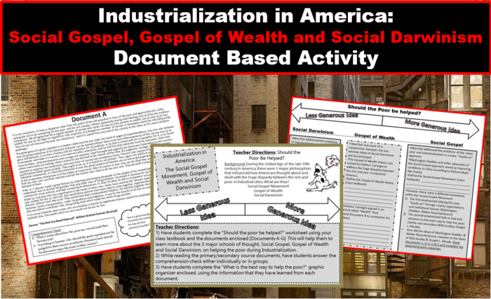 U.S. Industrialization | Social Gospel, Social Darwinism & Gospel of Wealth Activity | Distance Learning