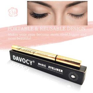 Davocy Magnetic Eyeliner for False Eyelash, No Glue Need, Suitable for Sensitive Eyes, Waterproof & oil-proof, Easy to Use for Makeup, Compatible with Any False Eyelashes,