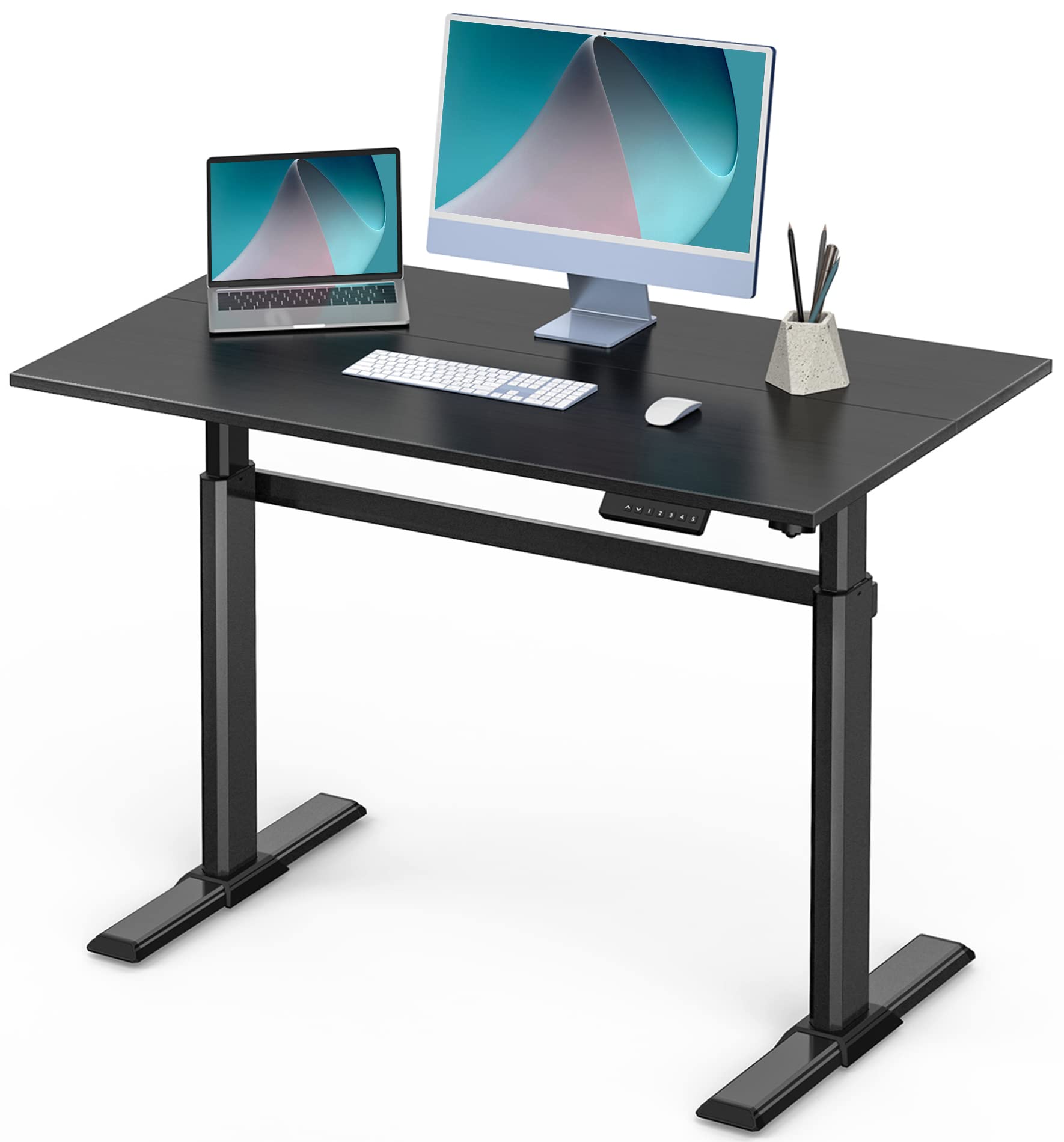 Fenge Height Adjustable Standing Desk- 43x24’’ Electric Stand Up Desk - Sit Stand Desk, Ultra-Quiet Motor, Home Office Workstation, Black