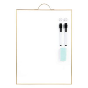 tsj office small white board - 16" x 12" portable gold aluminum framed whiteboard, magnetic dry erase board with a handle, to do list notepad for office, home, school