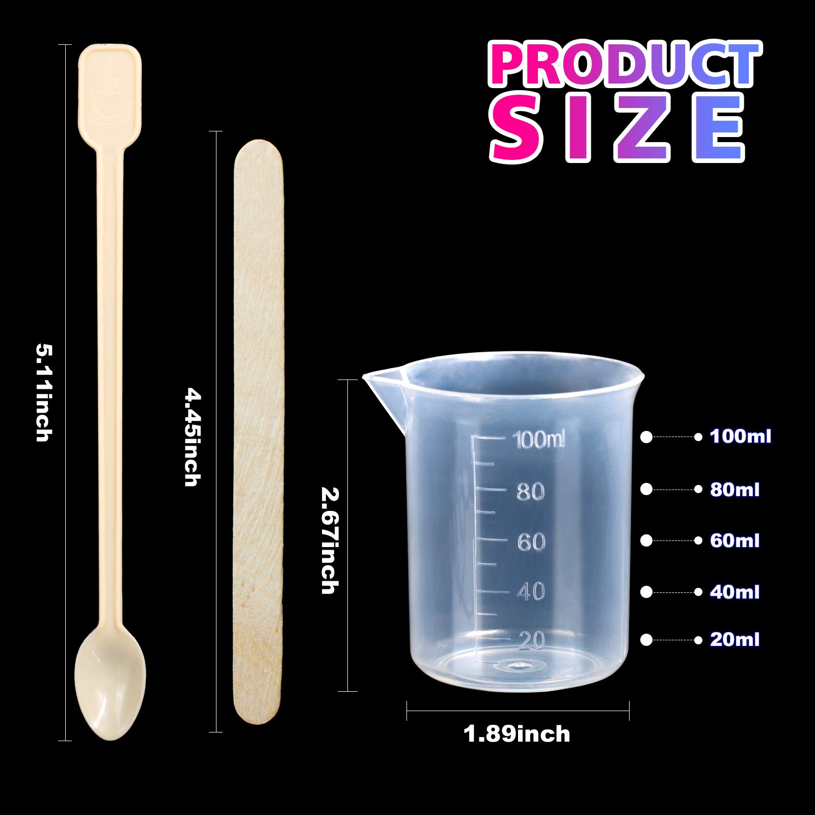 LEOBRO 24 PCS 100ml Resin Measuring Cups with 35PCS Mixing Sticks, Graduated Epoxy Resin Mixing Cups, Small Beaker, Plastic Measuring Cup for Epoxy Resin, Paint, Art Craft, Soap Candle Tumbler Making