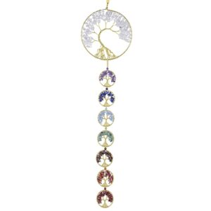 yatming 7 chakra tree of life hanging ornament tumbled crystals wall hanger meditation home decor