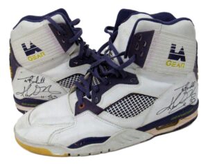 1990 karl malone utah signed game worn sneakers shoes la gear rare 154711