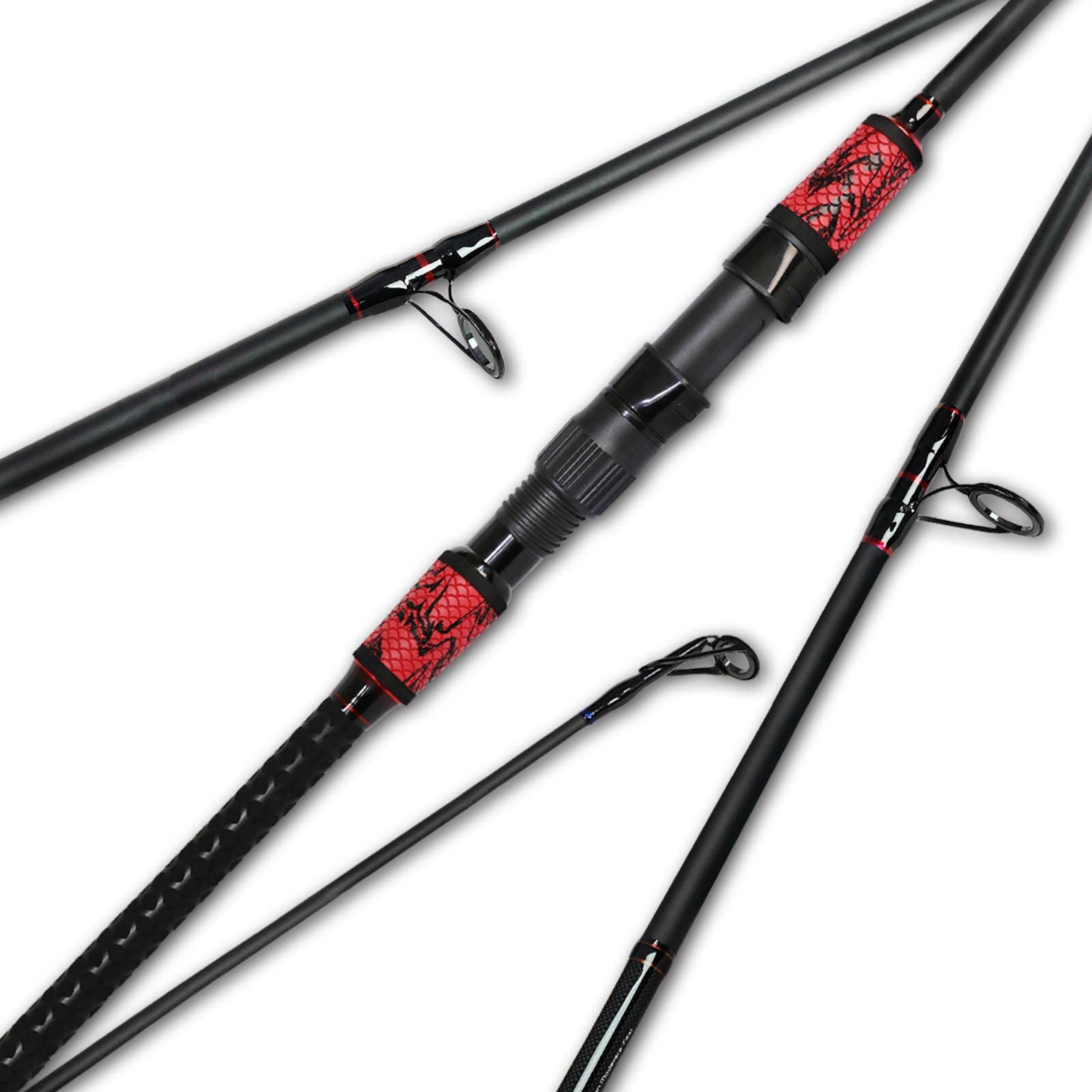 Fiblink Surf Spinning Fishing Rod Graphite Travel Fishing Rod (Red, 9 Feet - 4Pcs)