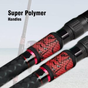 Fiblink Surf Spinning Fishing Rod Graphite Travel Fishing Rod (Red, 9 Feet - 4Pcs)