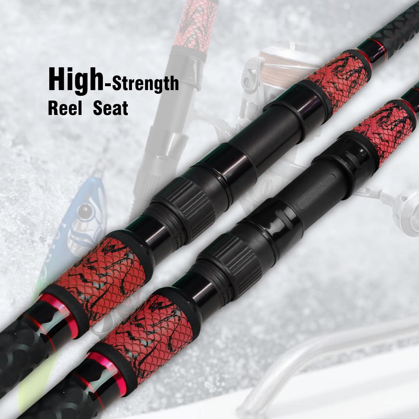 Fiblink Surf Spinning Fishing Rod Graphite Travel Fishing Rod (Red, 9 Feet - 4Pcs)