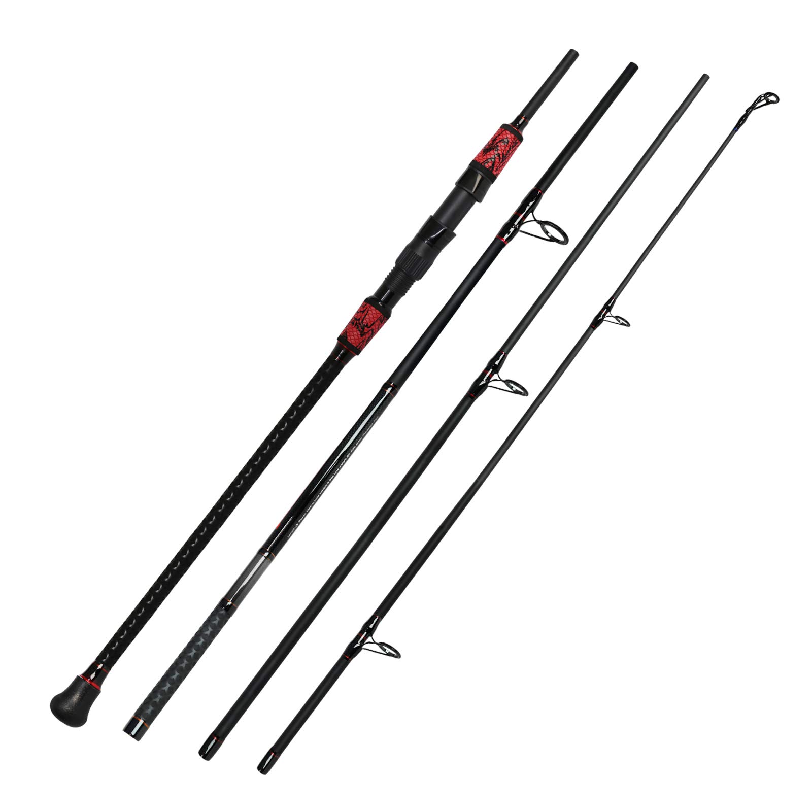 Fiblink Surf Spinning Fishing Rod Graphite Travel Fishing Rod (Red, 9 Feet - 4Pcs)