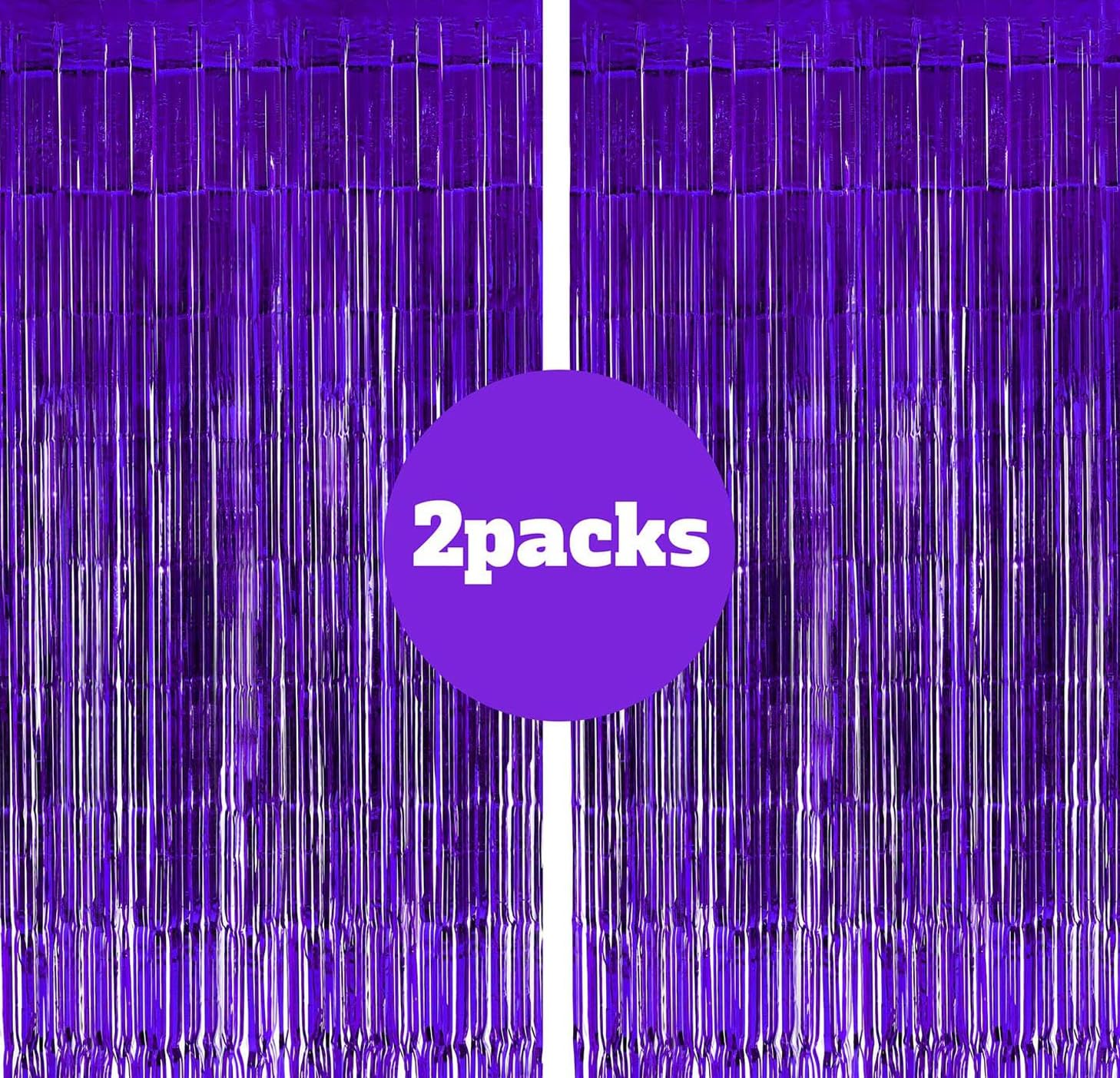 Erweicet 2 Pack 3ft X 9.8ft Purple Fringe Tinsel Backdrop for Birthday Party Foil Fringe Curtain Party Streamers for Party Decorations