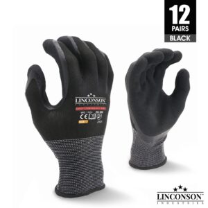 linconson 12 Pack Safety Performance Series Construction Mechanics Work Gloves (M (Pack of 12), Black)