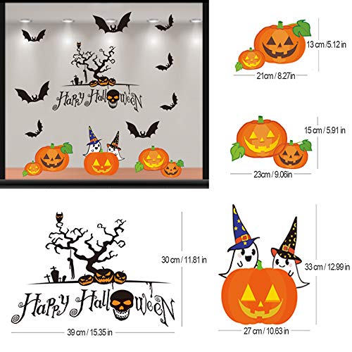 Vanleonet Halloween Window Clings Decals for Window Glass,Double-Side Spooky Removable Window Sticker for Halloween Party Decoration