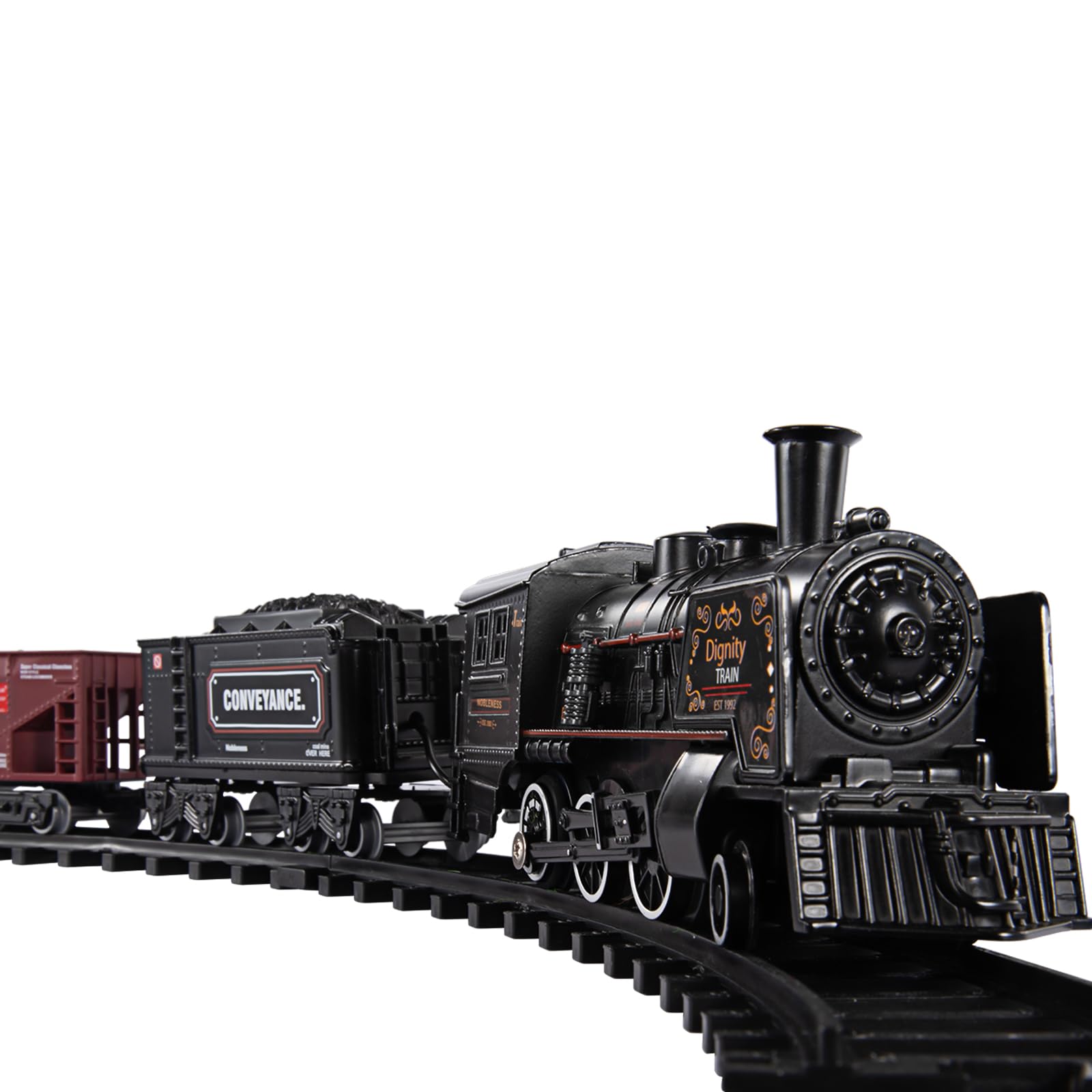 BABY HOME Metal Alloy Model Train Set, Electric Train Toy for Boys Girls, with Realistic Train Sound，Lights and Smoke, Gifts for 3 4 5 6 7 8+ Year Old Kids