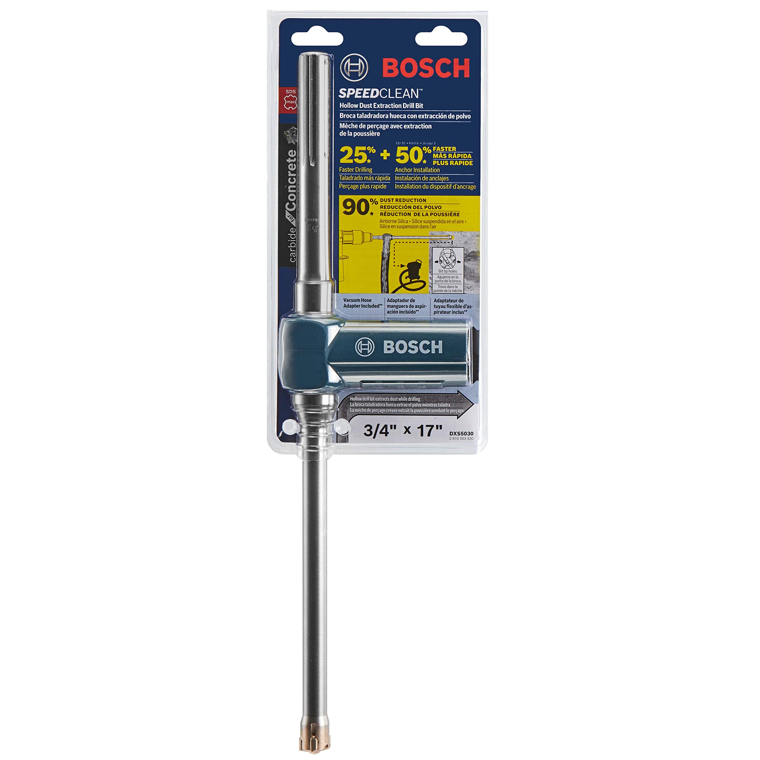 Bosch DXS5030 3/4 in. x 8 in. x 17 in. SDS-max® Speed Clean™ Dust Extraction Bit