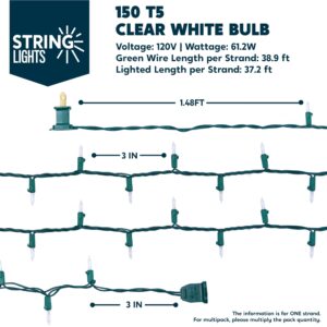 Joiedomi Clear Christmas Lights Outdoor, 300(2x150) Counts 77.8FT Christmas Tree Lights Indoor, Warm White String Lights, Green Wire Xmas Lights Decorations for Holiday Event Wedding Party Decor