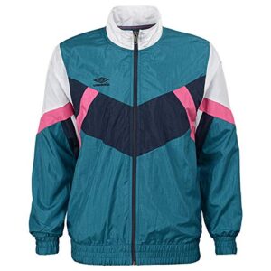 umbro men's full zip retro wind jacket, teal/navy small