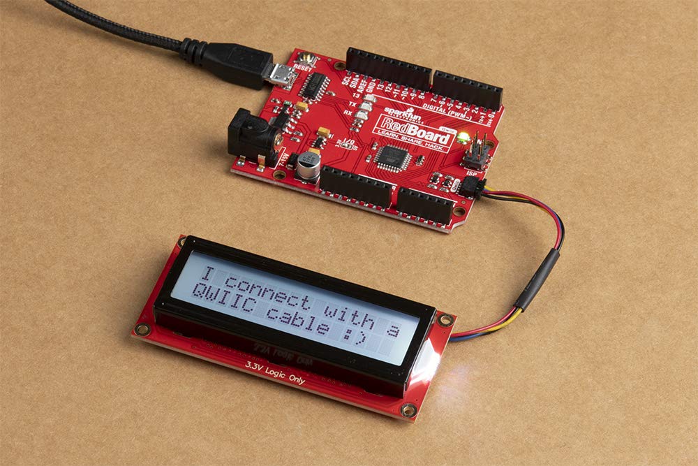 SparkFun 16x2 SerLCD - RGB Backlight (Qwiic) - Compatible with Arduino LCD Communicate Over Serial I2C and SPI 3.3V Compatible