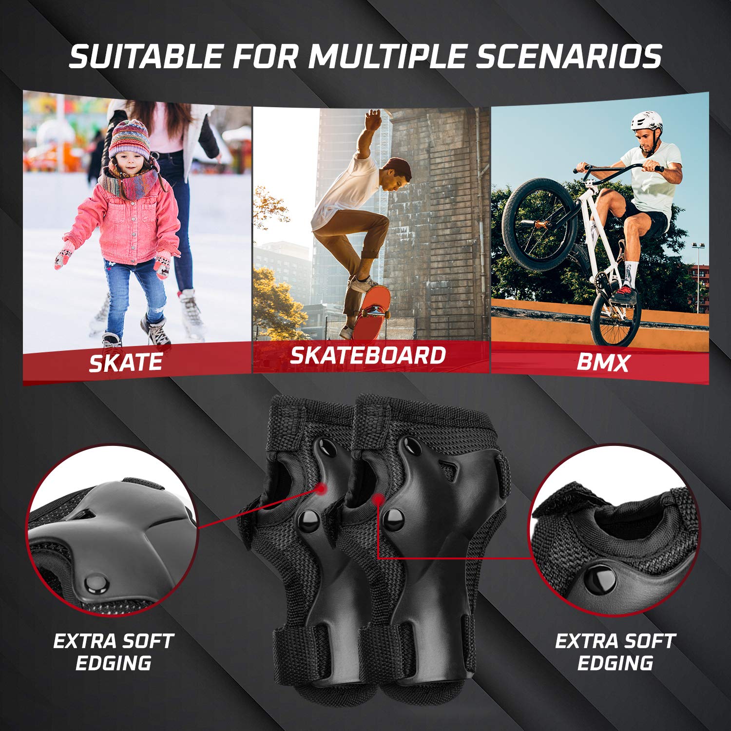 Adult Knee Elbow Pads Skating:BOSONER Adult/Child Knee Pad Elbow Pads Guards Protective Gear Set for Roller Skates Cycling BMX Bike Skateboard Inline Skatings Scooter Riding Sports