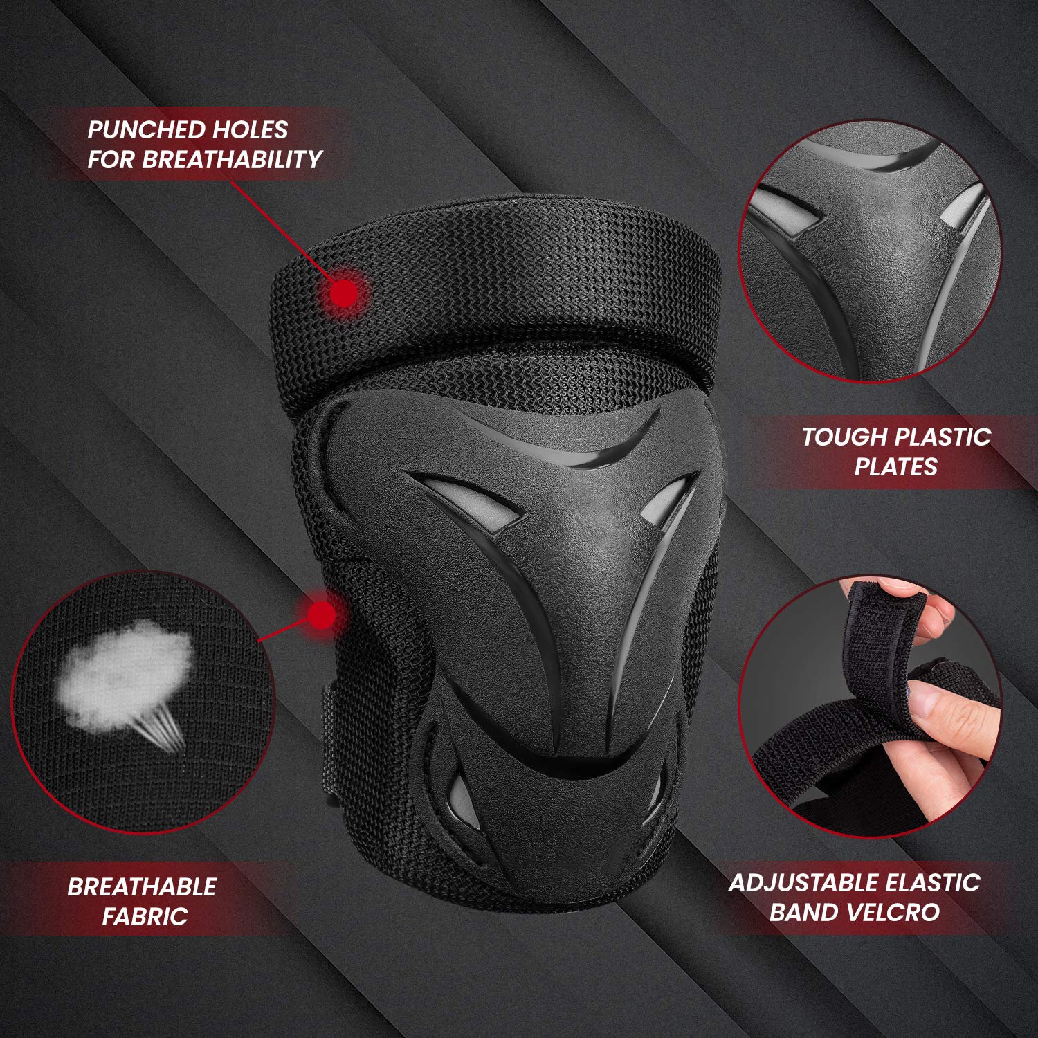 Adult Knee Elbow Pads Skating:BOSONER Adult/Child Knee Pad Elbow Pads Guards Protective Gear Set for Roller Skates Cycling BMX Bike Skateboard Inline Skatings Scooter Riding Sports