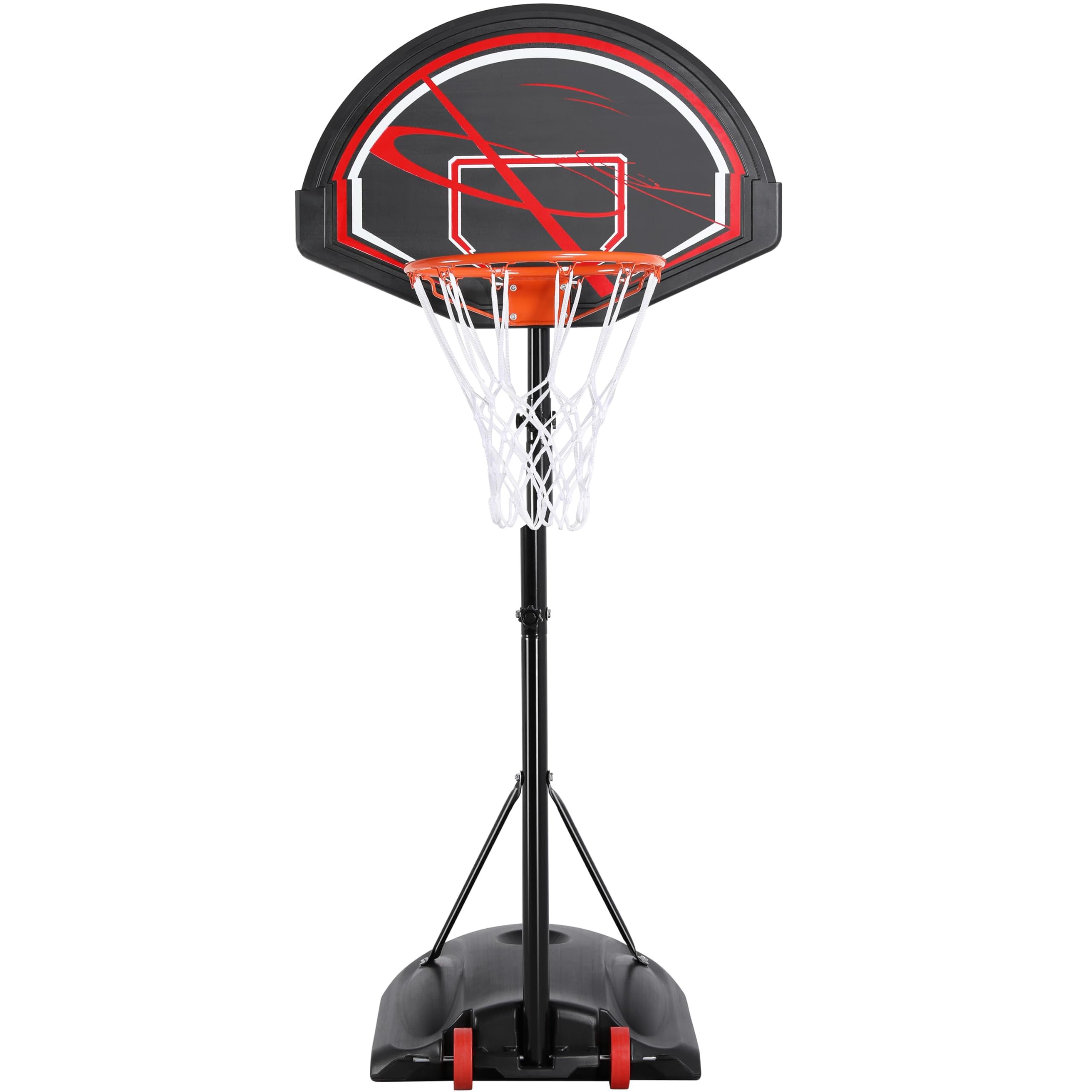 Yaheetech 32" Portable Basketball Hoop Goal System 7-9ft Height Adjustable Polyethylene Backboard for Indoor/Outside w/Sturdy Rim & Wheels