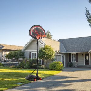 Yaheetech 32" Portable Basketball Hoop Goal System 7-9ft Height Adjustable Polyethylene Backboard for Indoor/Outside w/Sturdy Rim & Wheels