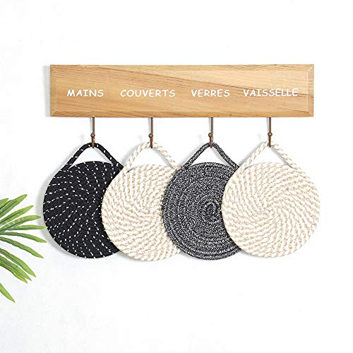 Cotton Thread Pot Trivet, Braided Cup Coaster for Kitchen, Multi-use for Hot Pan, Dish and Bowl, with Stylish Hanging Loop Set of 3 Diameter 7 Inches