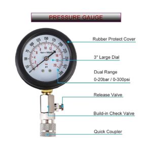 JIFETOR Cylinder Leak Down Tester Kit and Engine Compression Pressure Gauge Test Set