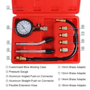 JIFETOR Cylinder Leak Down Tester Kit and Engine Compression Pressure Gauge Test Set