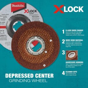 Makita E-00430 X-Lock 4-1/2" x 1/4" x 7/8" Type 27 General Purpose 36 Grit Abrasive Grinding Wheel for Metal & Stainless Steel Grinding