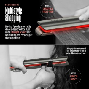 Bekind Apex 2-in-1 Hair Straightener Flat Iron | 1“ 450°F Straightener and Curler for All Hairstyles | UltraSmooth Tech | 15s Fast Heating & Temp Memory | Gift Set for Girls Wome (Galaxy Gray)