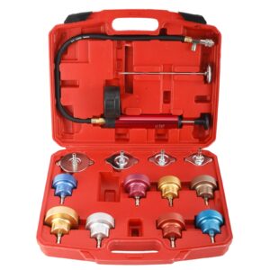 kuntec 14pcs automotive cooling system tester radiator pump pressure leak tester gauge tool kit