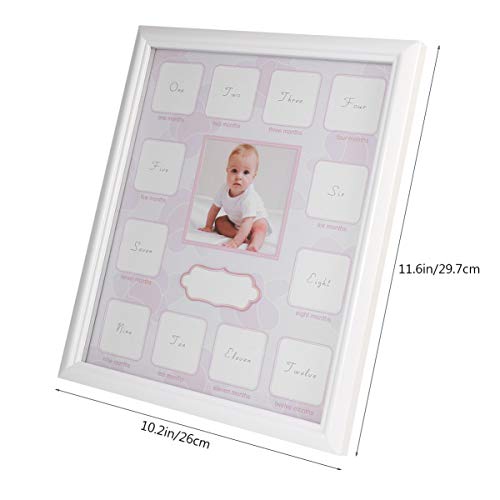 First Year Photo Moments 12 Months Baby Keepsake Frame Growth Record Photo Frame Expecting Parent Pink