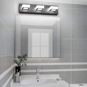 Ralbay LED Modern Black Bathroom Vanity Lights 3 Lights Acrylic Modern Black Bathroom Wall Lighting Fixtures