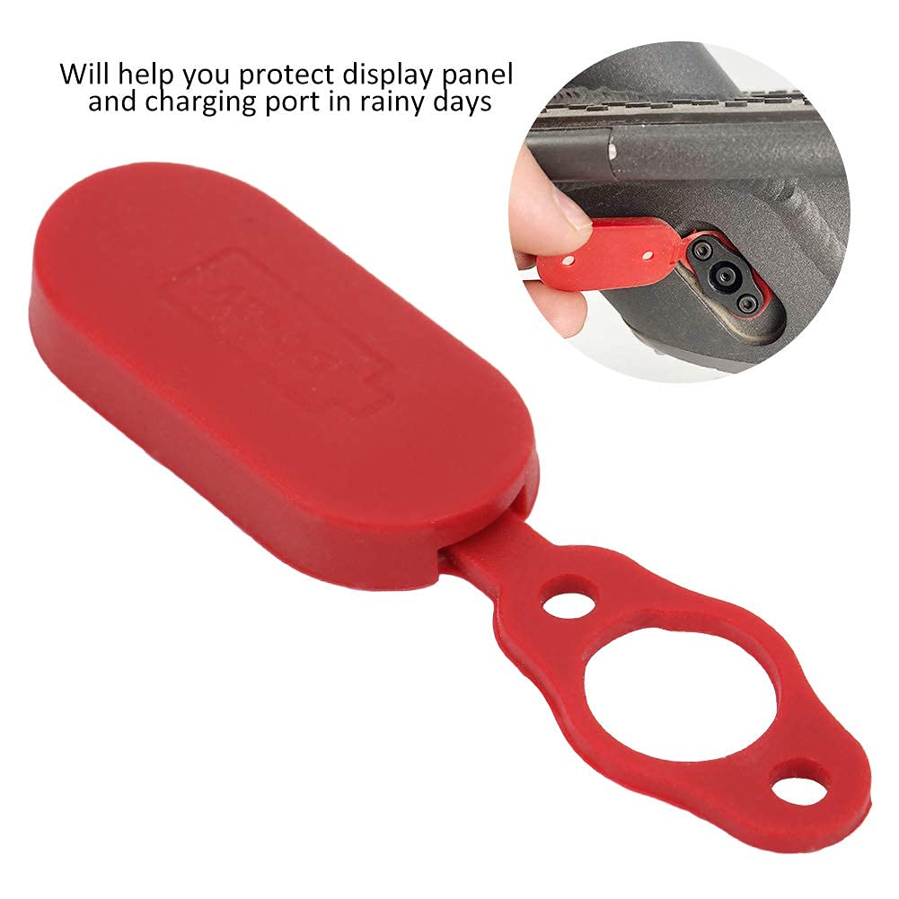 2PCS Electric Scooter Charging Port Waterproof Cover Red Charging Port Waterproof Cover Accessory Fit for PR O Electric Scooter